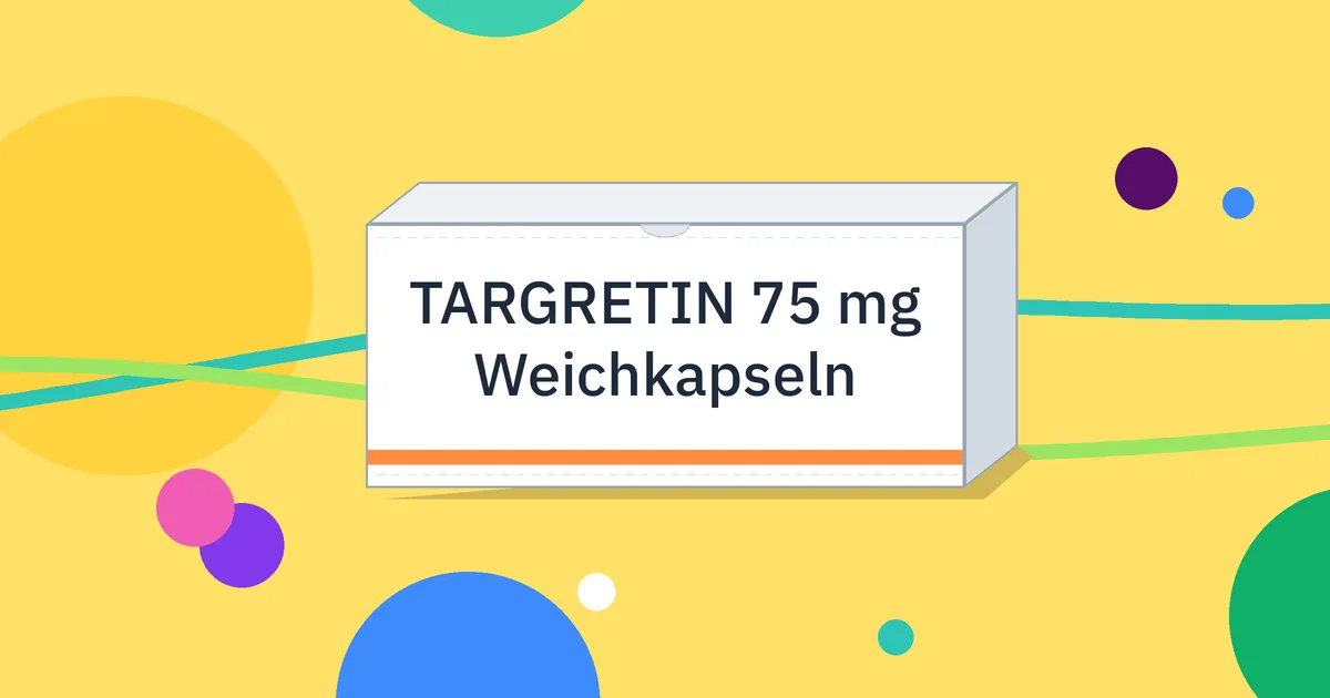 Symbolbild: Packung mit der Aufschrift TARGRETIN 75 mg Weichkapseln (PZN 15433845) – Verfügbarkeit und Bezug in Apotheken in Frankfurt am Main