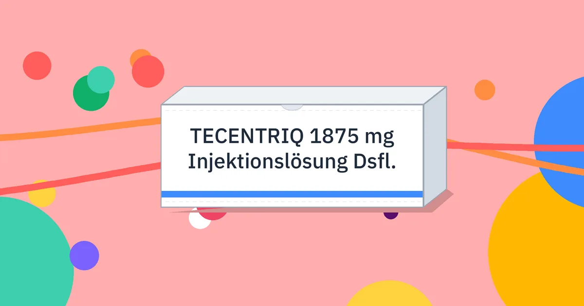 Symbolbild: Packung mit der Aufschrift TECENTRIQ 1875 mg Injektionslösung Dsfl. (PZN 18106584) – Verfügbarkeit und Bezug in Apotheken in Frankfurt am Main