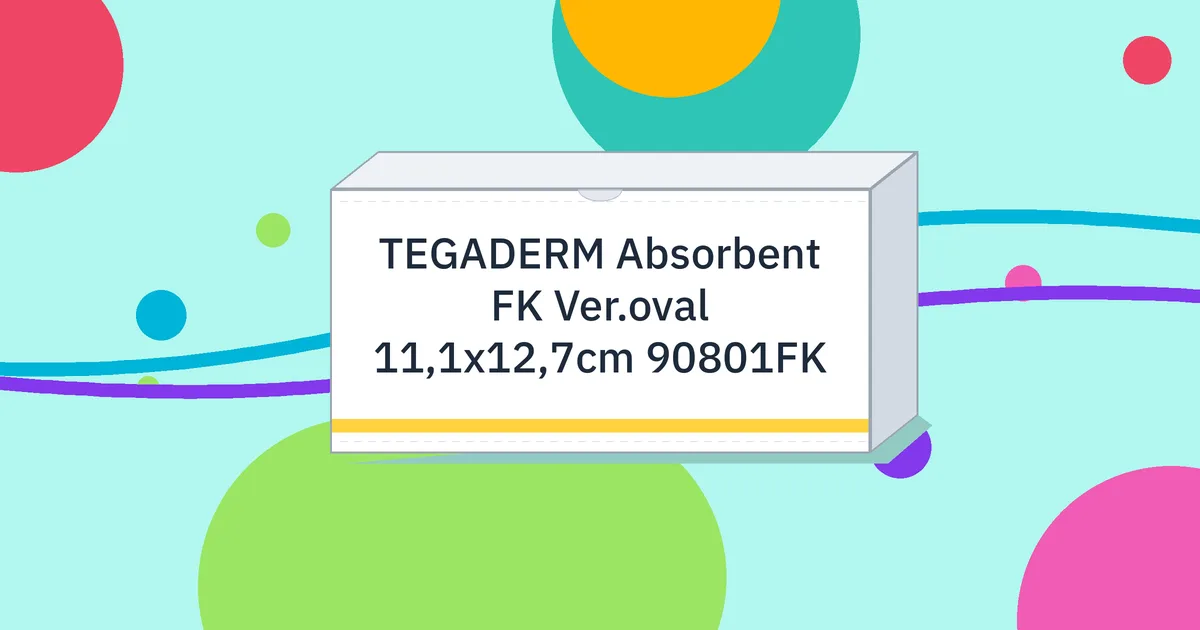 Symbolbild: Packung mit der Aufschrift TEGADERM Absorbent FK Ver.oval 11,1x12,7cm 90801FK (PZN 18320260) – Verfügbarkeit und Bezug in Apotheken in Frankfurt am Main