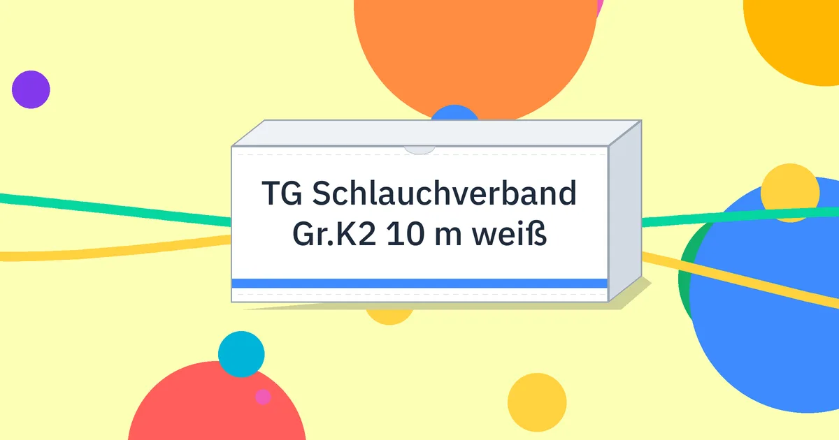Symbolbild: Packung mit der Aufschrift TG Schlauchverband Gr.K2 10 m weiß (PZN 14414656) – Verfügbarkeit und Bezug in Apotheken in Frankfurt am Main