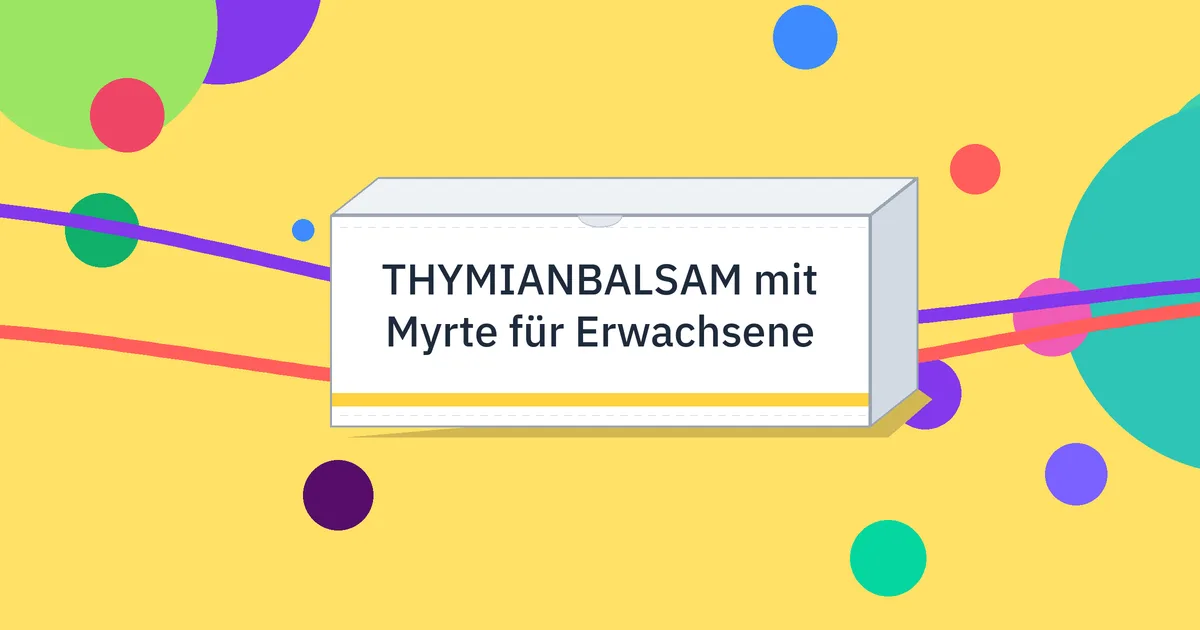 Symbolbild: Packung mit der Aufschrift THYMIANBALSAM mit Myrte für Erwachsene (PZN 10086706) – Verfügbarkeit und Bezug in Apotheken in Frankfurt am Main