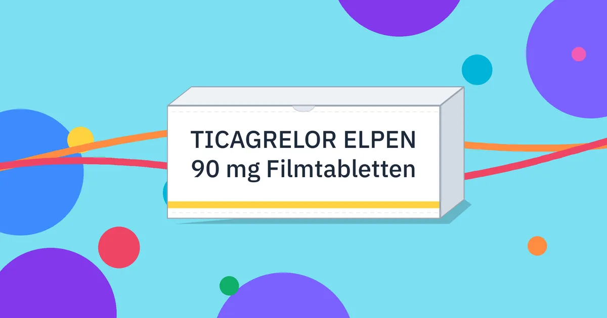 Symbolbild: Packung mit der Aufschrift TICAGRELOR ELPEN 90 mg Filmtabletten (PZN 19770367) – Verfügbarkeit und Bezug in Apotheken in Frankfurt am Main