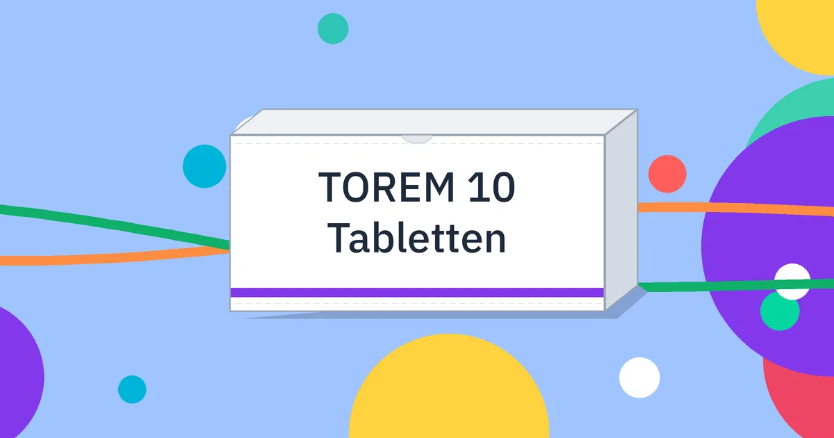 Symbolbild: Packung mit der Aufschrift TOREM 10 Tabletten (PZN 04927107) – Verfügbarkeit und Bezug in Apotheken in Frankfurt am Main