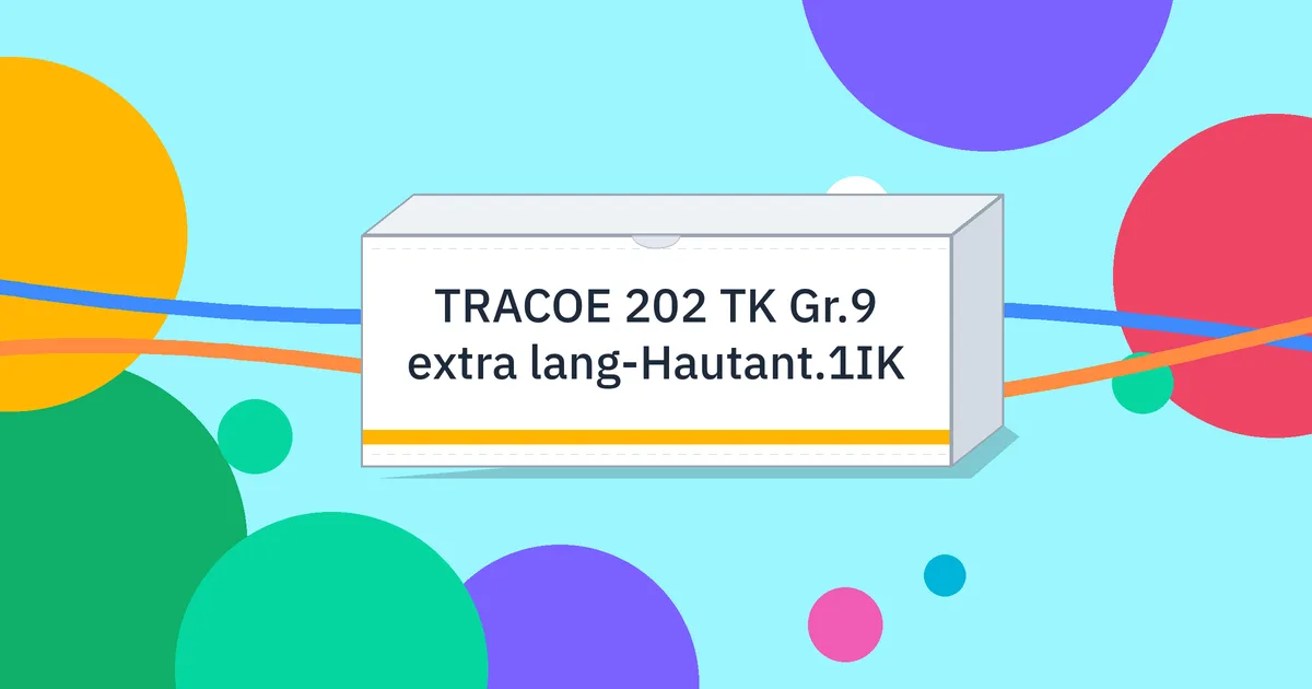 Symbolbild: Packung mit der Aufschrift TRACOE 202 TK Gr.9 extra lang-Hautant.1IK (PZN 17194681) – Verfügbarkeit und Bezug in Apotheken in Frankfurt am Main