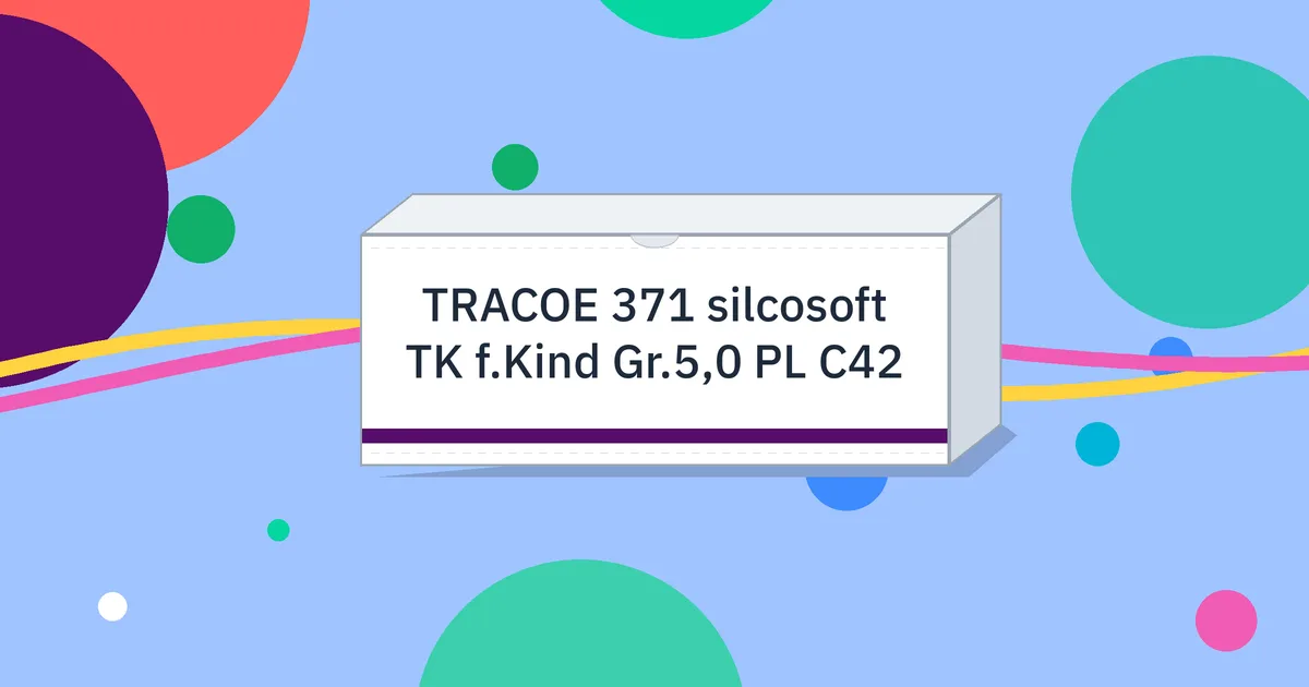Symbolbild: Packung mit der Aufschrift TRACOE 371 silcosoft TK f.Kind Gr.5,0 PL C42 (PZN 14315606) – Verfügbarkeit und Bezug in Apotheken in Frankfurt am Main