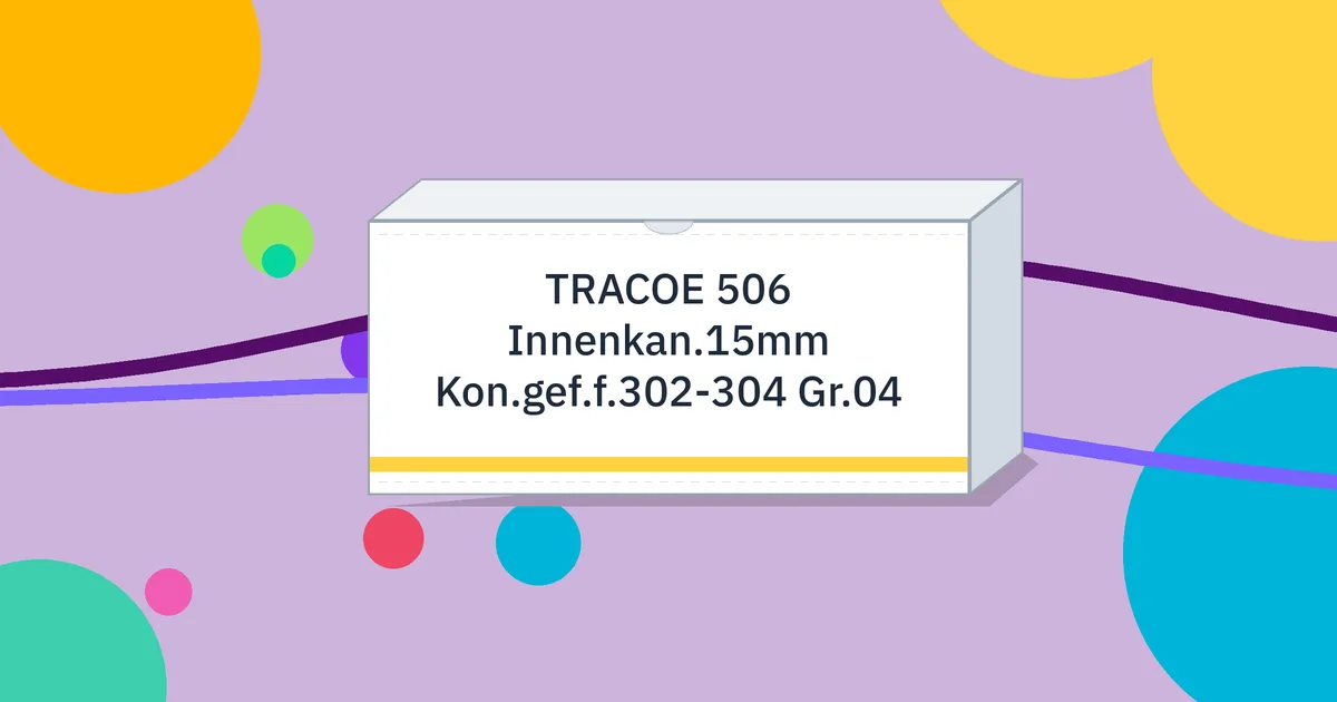 Symbolbild: Packung mit der Aufschrift TRACOE 506 Innenkan.15mm Kon.gef.f.302-304 Gr.04 (PZN 00923093) – Verfügbarkeit und Bezug in Apotheken in Frankfurt am Main