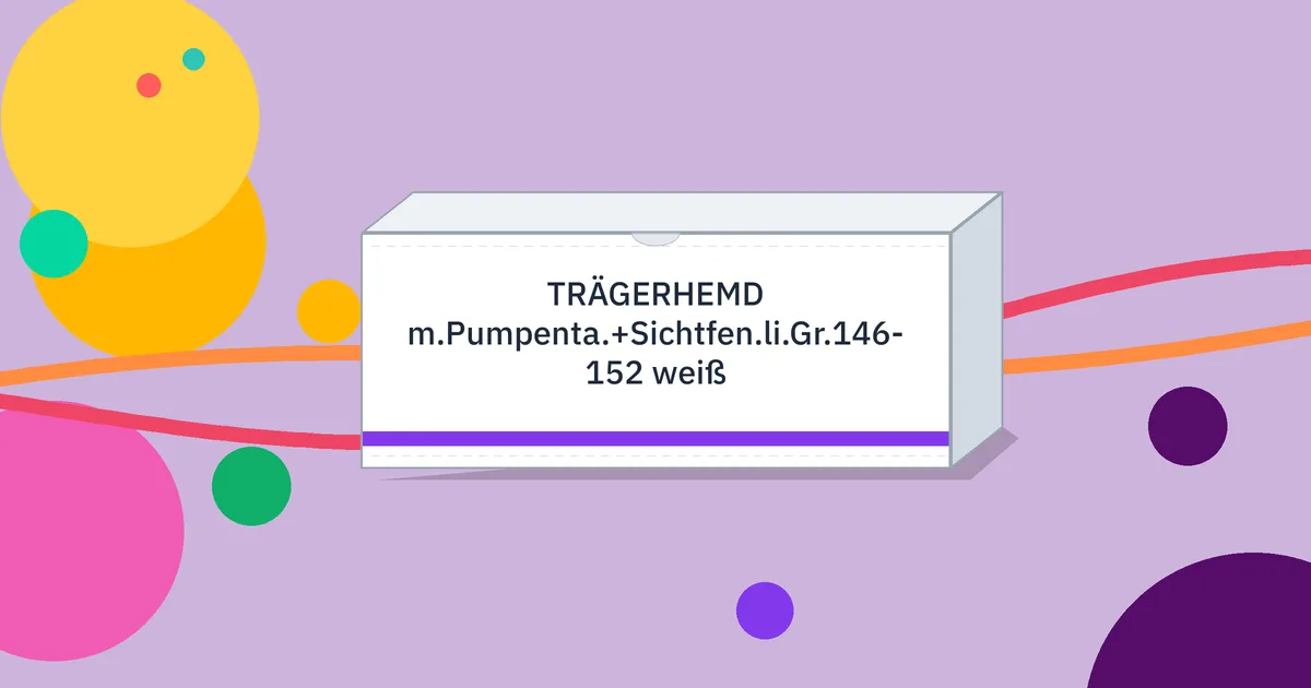 Symbolbild: Packung mit der Aufschrift TRÄGERHEMD m.Pumpenta.+Sichtfen.li.Gr.146-152 weiß (PZN 20375073) – Verfügbarkeit und Bezug in Apotheken in Frankfurt am Main