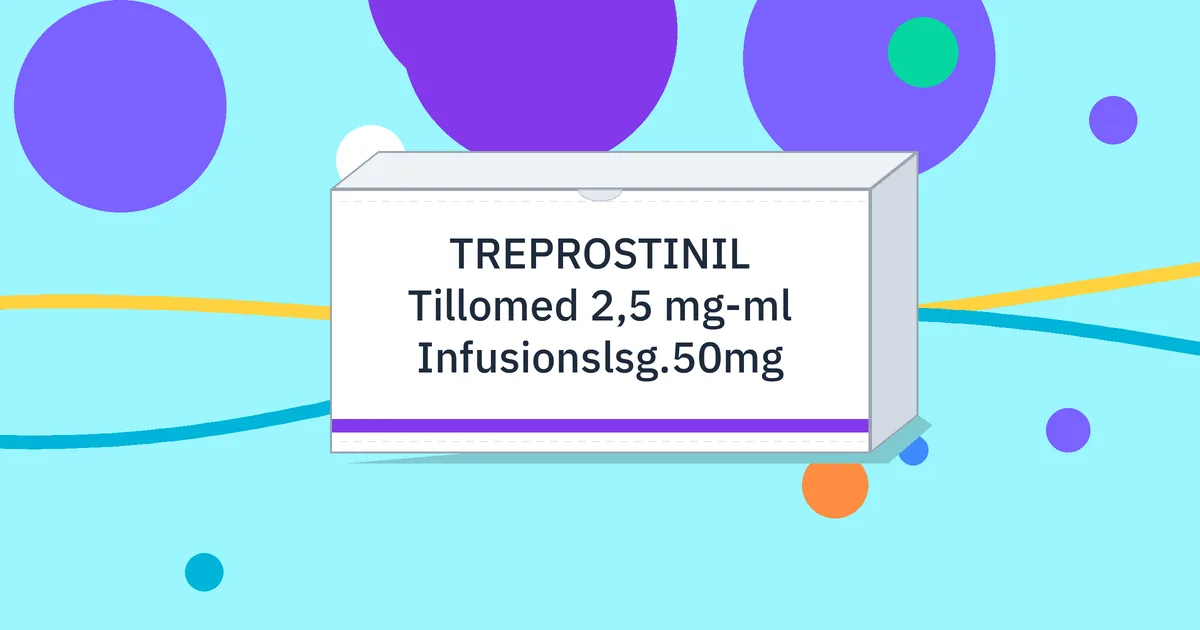 Symbolbild: Packung mit der Aufschrift TREPROSTINIL Tillomed 2,5 mg-ml Infusionslsg.50mg (PZN 17196303) – Verfügbarkeit und Bezug in Apotheken in Frankfurt am Main