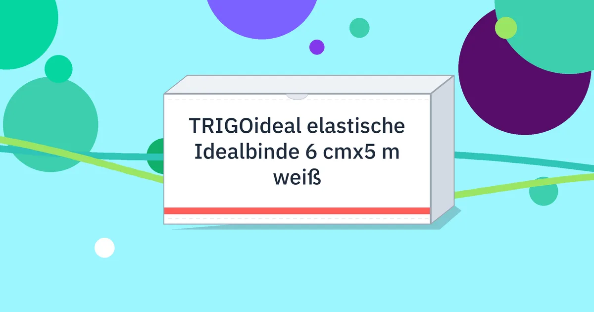 Symbolbild: Packung mit der Aufschrift TRIGOideal elastische Idealbinde 6 cmx5 m weiß (PZN 09945280) – Verfügbarkeit und Bezug in Apotheken in Frankfurt am Main