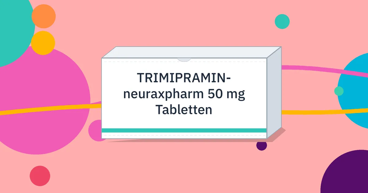 Symbolbild: Packung mit der Aufschrift TRIMIPRAMIN-neuraxpharm 50 mg Tabletten (PZN 00772027) – Verfügbarkeit und Bezug in Apotheken in Frankfurt am Main
