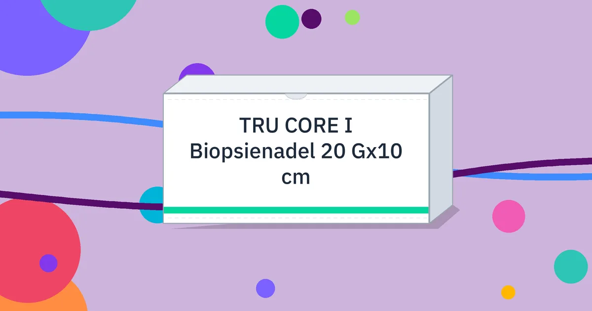 Symbolbild: Packung mit der Aufschrift TRU CORE I Biopsienadel 20 Gx10 cm (PZN 06768765) – Verfügbarkeit und Bezug in Apotheken in Frankfurt am Main