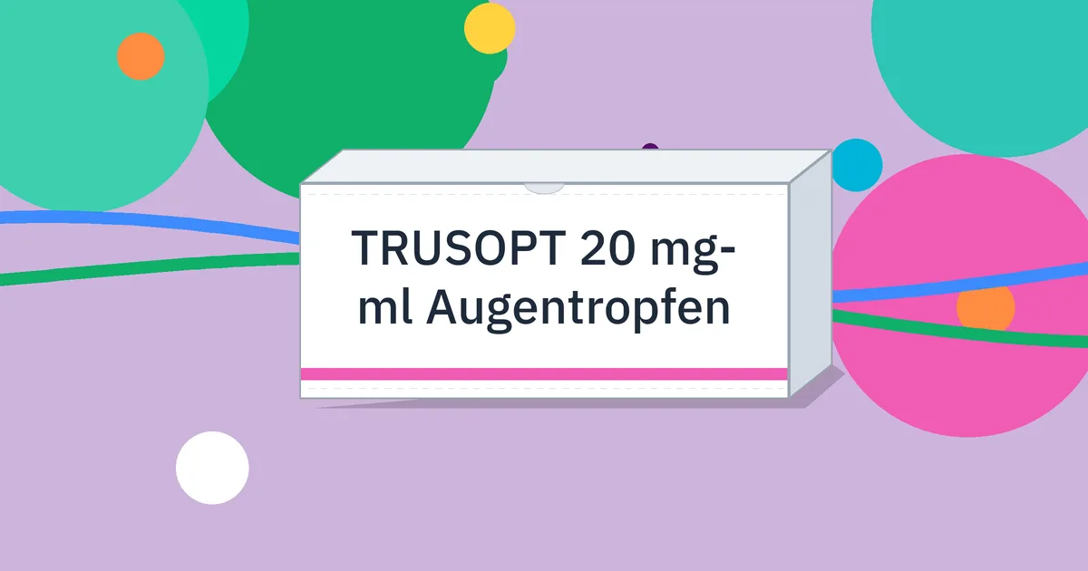 Symbolbild: Packung mit der Aufschrift TRUSOPT 20 mg-ml Augentropfen (PZN 09073710) – Verfügbarkeit und Bezug in Apotheken in Frankfurt am Main