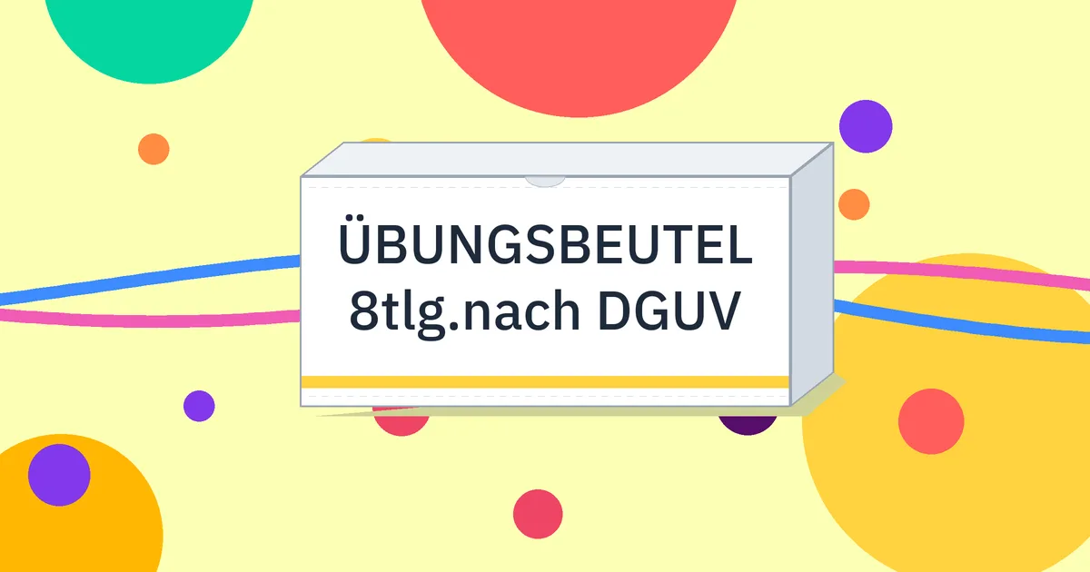 Symbolbild: Packung mit der Aufschrift ÜBUNGSBEUTEL 8tlg.nach DGUV (PZN 19948894) – Verfügbarkeit und Bezug in Apotheken in Frankfurt am Main