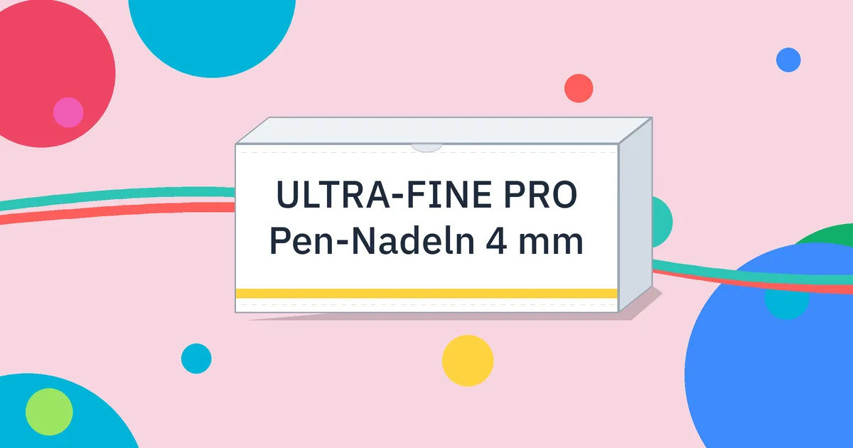 Symbolbild: Packung mit der Aufschrift ULTRA-FINE PRO Pen-Nadeln 4 mm (PZN 20540023) – Verfügbarkeit und Bezug in Apotheken in Frankfurt am Main