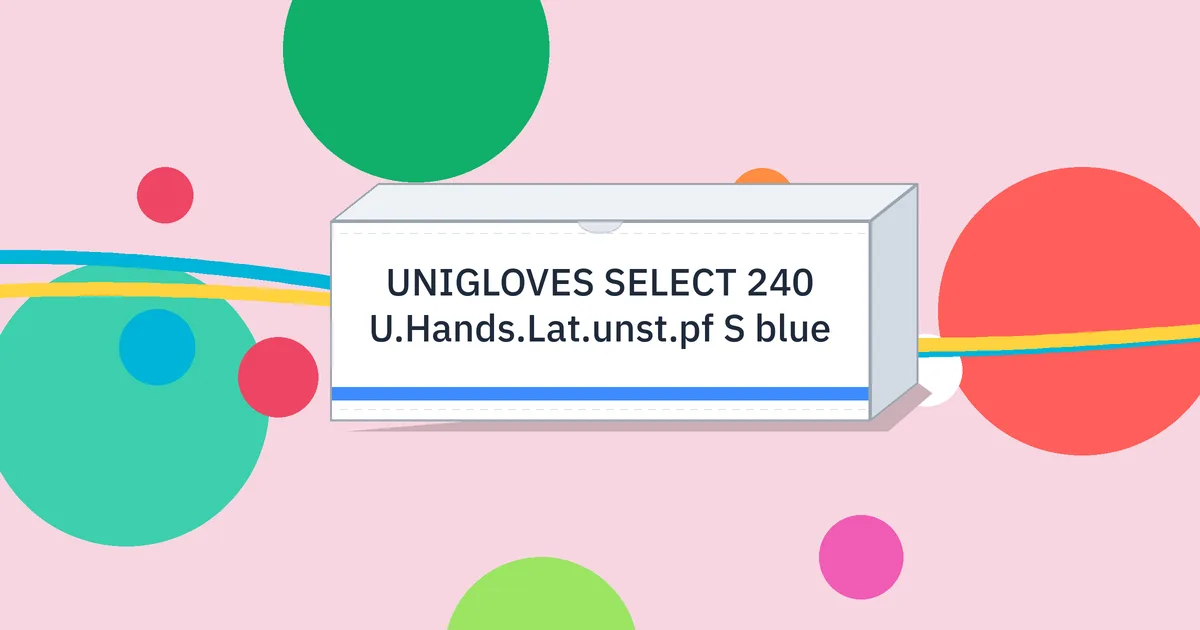 Symbolbild: Packung mit der Aufschrift UNIGLOVES SELECT 240 U.Hands.Lat.unst.pf S blue (PZN 18101167) – Verfügbarkeit und Bezug in Apotheken in Frankfurt am Main