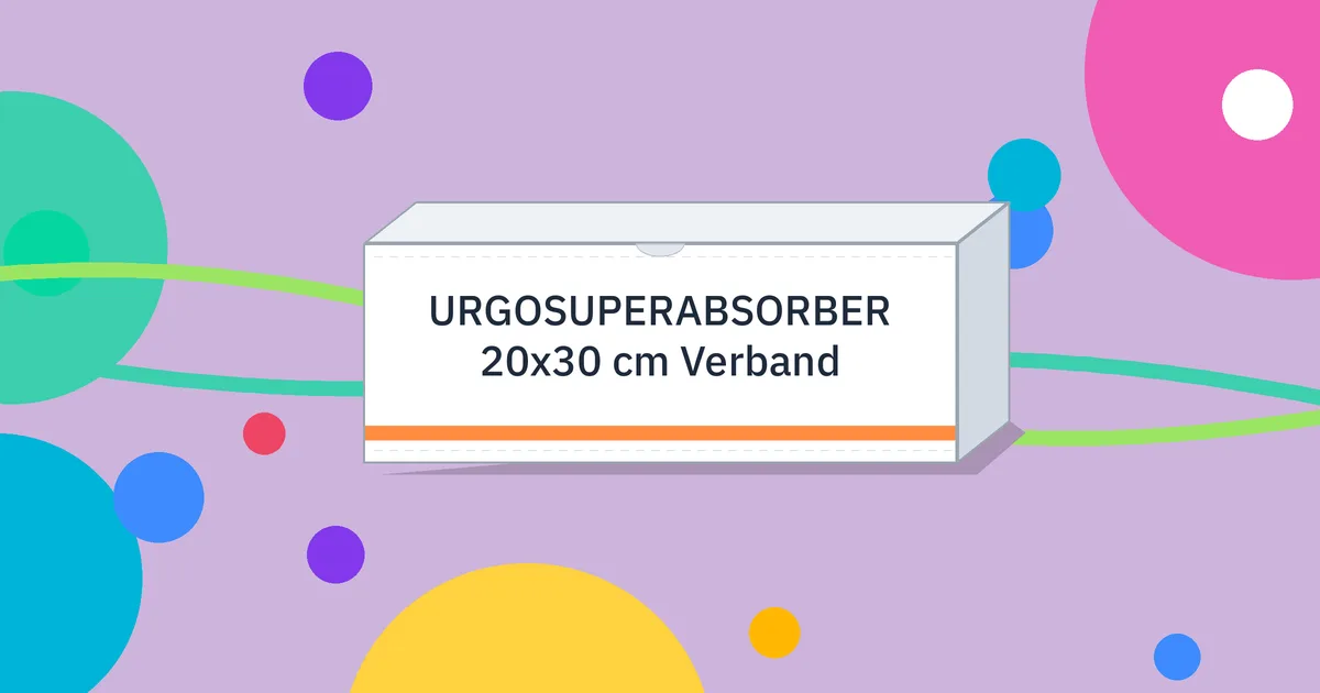 Symbolbild: Packung mit der Aufschrift URGOSUPERABSORBER 20x30 cm Verband (PZN 07110855) – Verfügbarkeit und Bezug in Apotheken in Frankfurt am Main