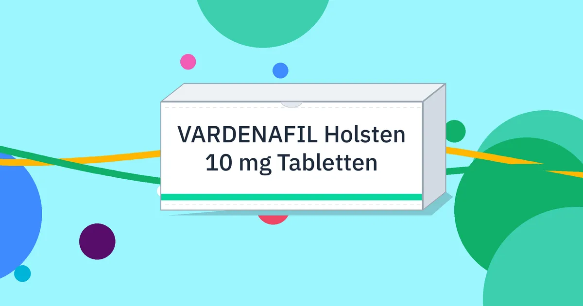 Symbolbild: Packung mit der Aufschrift VARDENAFIL Holsten 10 mg Tabletten (PZN 15319049) – Verfügbarkeit und Bezug in Apotheken in Frankfurt am Main