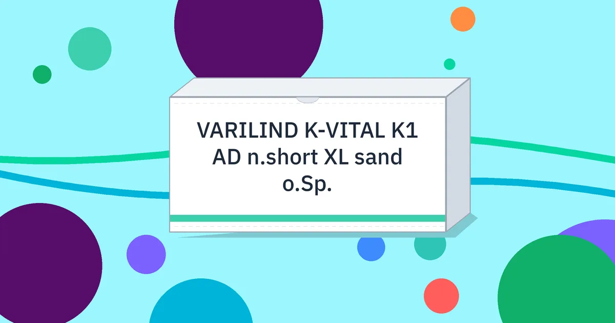 Symbolbild: Packung mit der Aufschrift VARILIND K-VITAL K1 AD n.short XL sand o.Sp. (PZN 20566034) – Verfügbarkeit und Bezug in Apotheken in Frankfurt am Main
