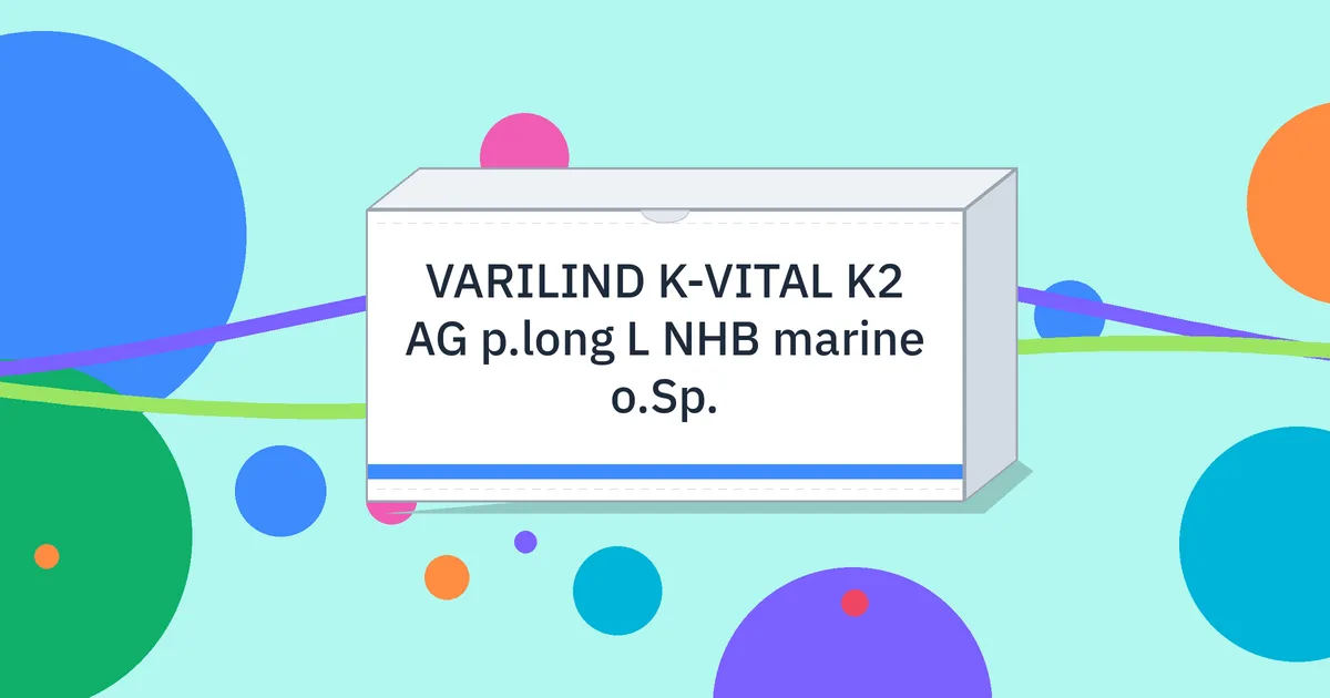 Symbolbild: Packung mit der Aufschrift VARILIND K-VITAL K2 AG p.long L NHB marine o.Sp. (PZN 20564986) – Verfügbarkeit und Bezug in Apotheken in Frankfurt am Main