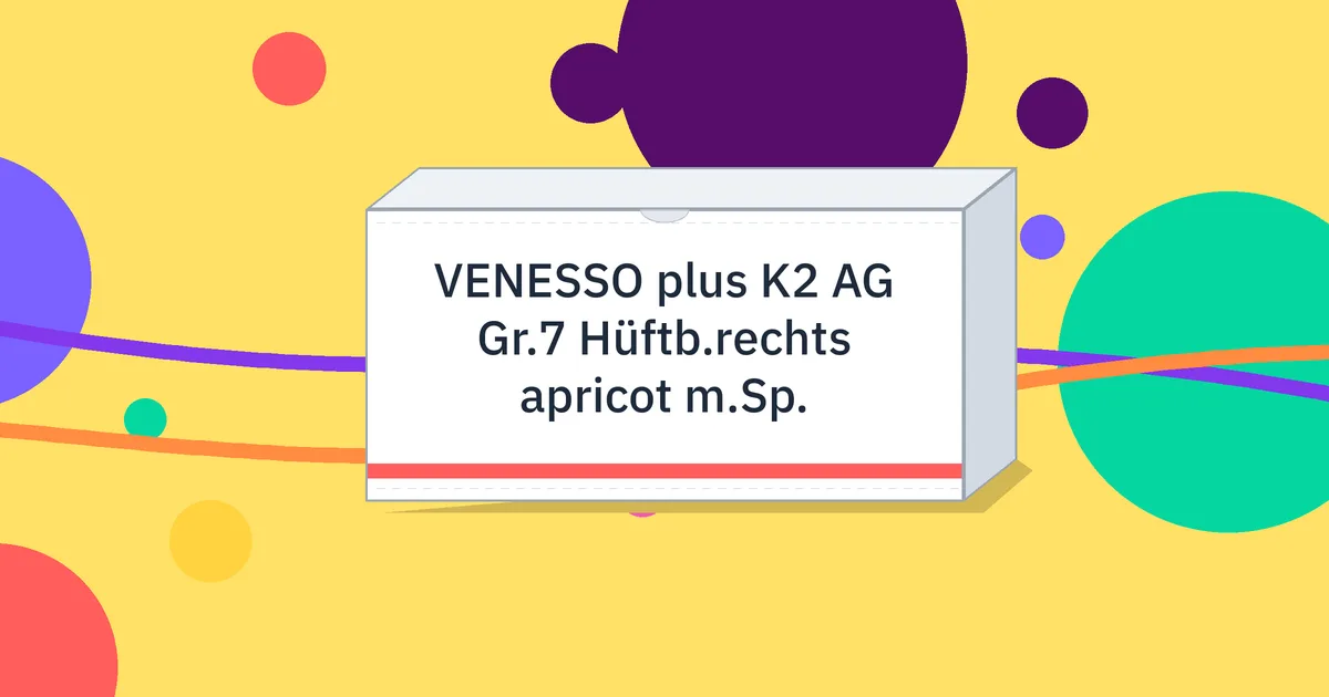 Symbolbild: Packung mit der Aufschrift VENESSO plus K2 AG Gr.7 Hüftb.rechts apricot m.Sp. (PZN 03304321) – Verfügbarkeit und Bezug in Apotheken in Frankfurt am Main