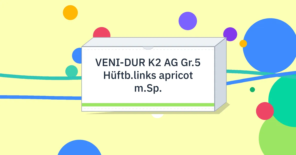 Symbolbild: Packung mit der Aufschrift VENI-DUR K2 AG Gr.5 Hüftb.links apricot m.Sp. (PZN 03246693) – Verfügbarkeit und Bezug in Apotheken in Frankfurt am Main