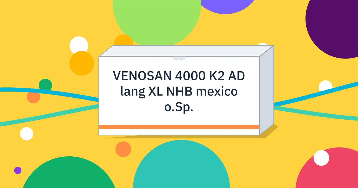 Symbolbild: Packung mit der Aufschrift VENOSAN 4000 K2 AD lang XL NHB mexico o.Sp. (PZN 14423968) – Verfügbarkeit und Bezug in Apotheken in Frankfurt am Main