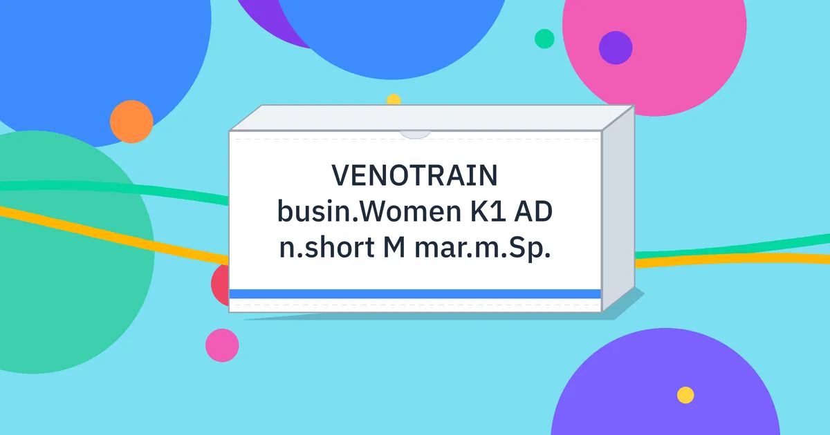 Symbolbild: Packung mit der Aufschrift VENOTRAIN busin.Women K1 AD n.short M mar.m.Sp. (PZN 10195022) – Verfügbarkeit und Bezug in Apotheken in Frankfurt am Main