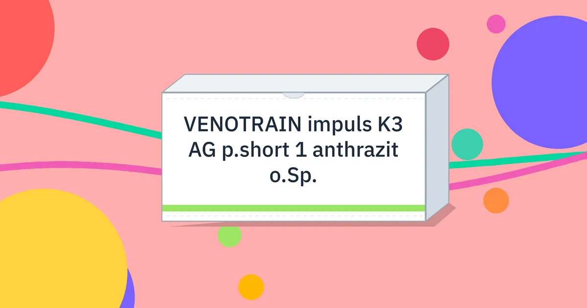 Symbolbild: Packung mit der Aufschrift VENOTRAIN impuls K3 AG p.short 1 anthrazit o.Sp. (PZN 15213859) – Verfügbarkeit und Bezug in Apotheken in Frankfurt am Main