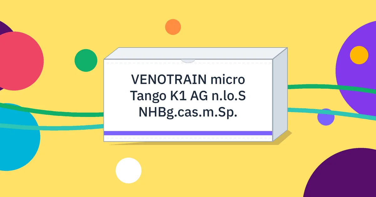 Symbolbild: Packung mit der Aufschrift VENOTRAIN micro Tango K1 AG n.lo.S NHBg.cas.m.Sp. (PZN 20763958) – Verfügbarkeit und Bezug in Apotheken in Frankfurt am Main
