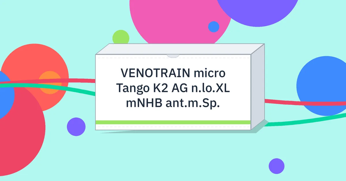 Symbolbild: Packung mit der Aufschrift VENOTRAIN micro Tango K2 AG n.lo.XL mNHB ant.m.Sp. (PZN 17760844) – Verfügbarkeit und Bezug in Apotheken in Frankfurt am Main