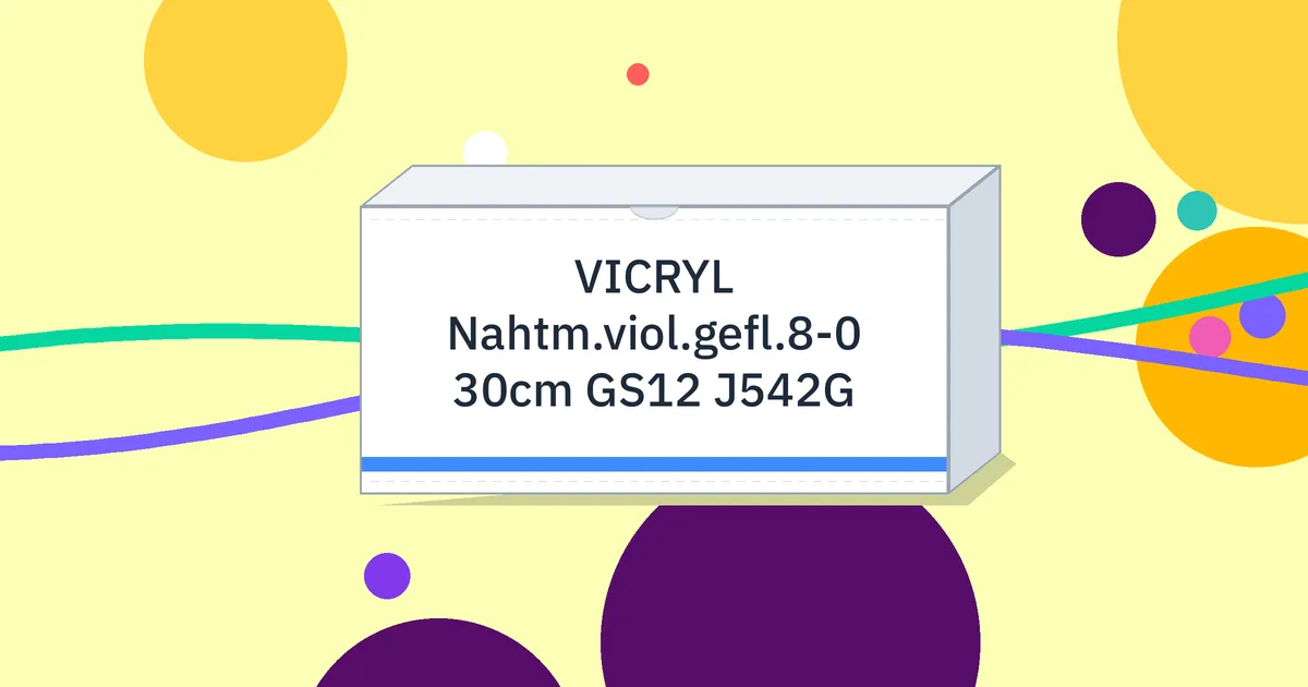 Symbolbild: Packung mit der Aufschrift VICRYL Nahtm.viol.gefl.8-0 30cm GS12 J542G (PZN 19883893) – Verfügbarkeit und Bezug in Apotheken in Frankfurt am Main