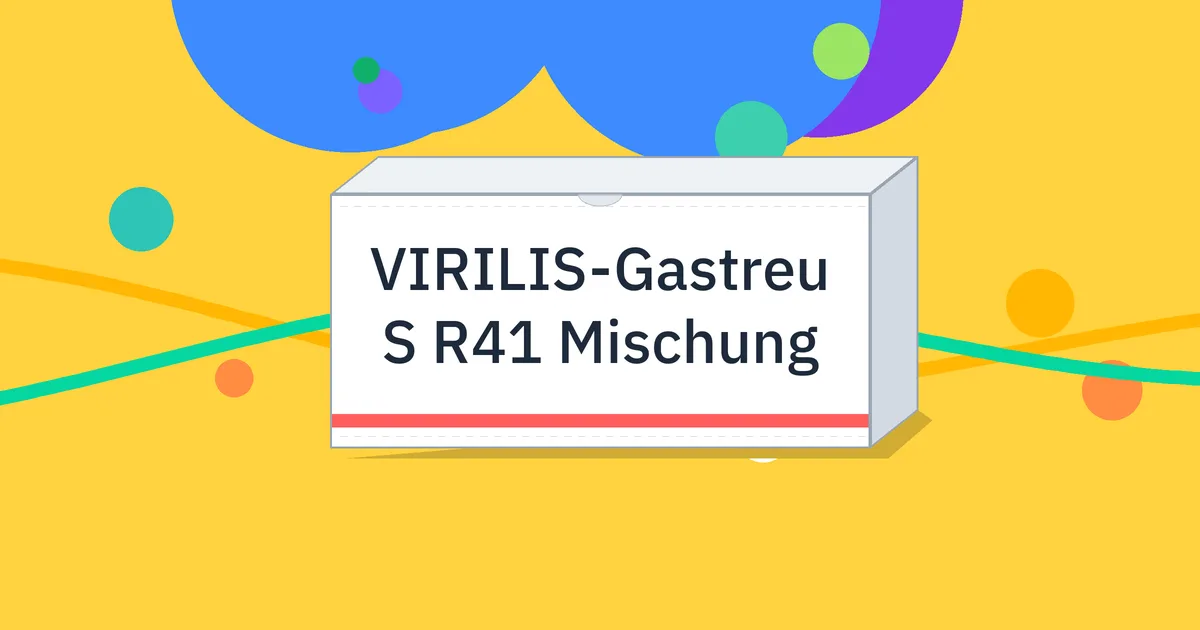Symbolbild: Packung mit der Aufschrift VIRILIS-Gastreu S R41 Mischung (PZN 01686761) – Verfügbarkeit und Bezug in Apotheken in Frankfurt am Main