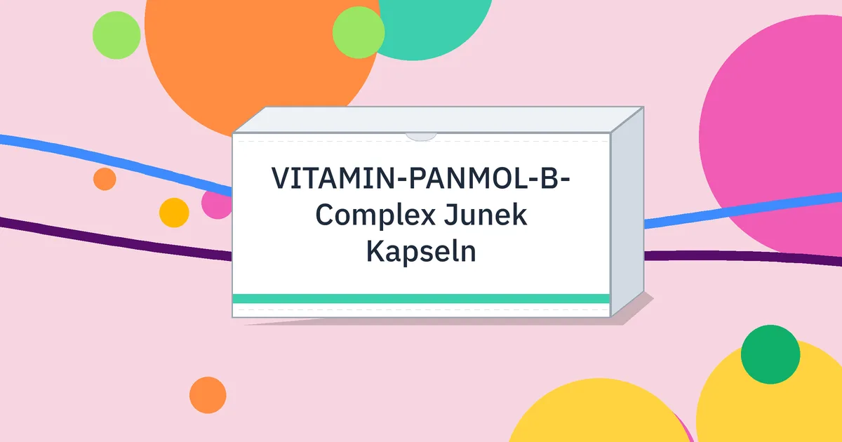 Symbolbild: Packung mit der Aufschrift VITAMIN-PANMOL-B-Complex Junek Kapseln (PZN 01004709) – Verfügbarkeit und Bezug in Apotheken in Frankfurt am Main