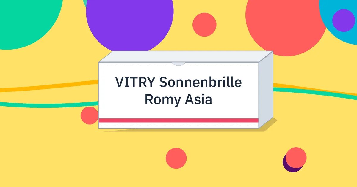 Symbolbild: Packung mit der Aufschrift VITRY Sonnenbrille Romy Asia (PZN 18452719) – Verfügbarkeit und Bezug in Apotheken in Frankfurt am Main