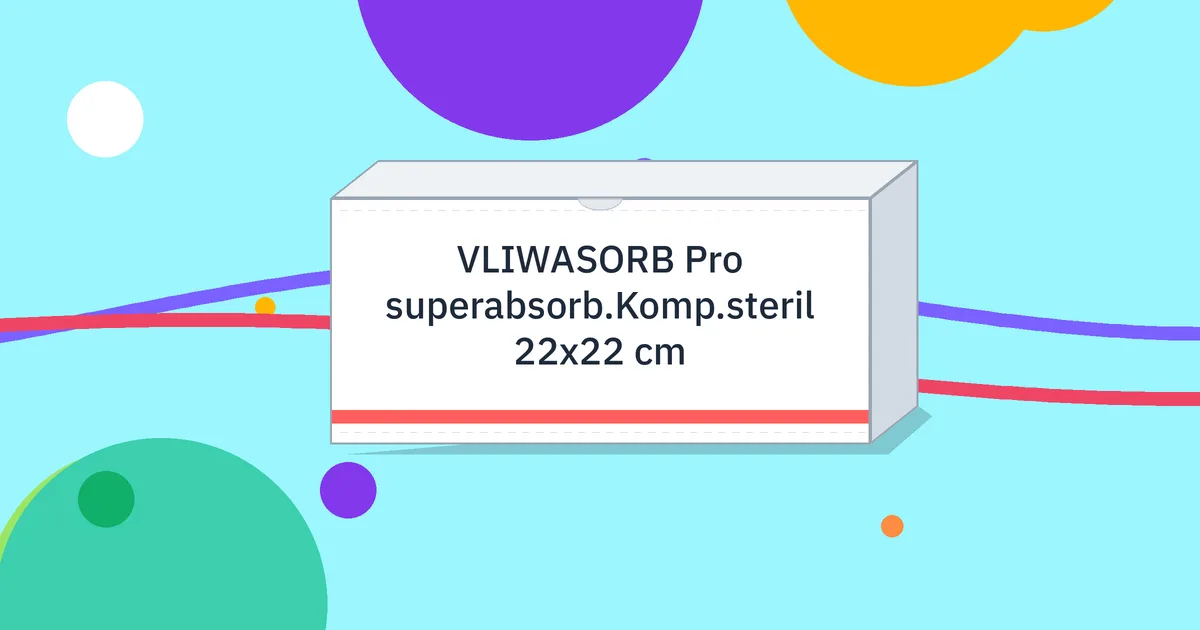 Symbolbild: Packung mit der Aufschrift VLIWASORB Pro superabsorb.Komp.steril 22x22 cm (PZN 15431740) – Verfügbarkeit und Bezug in Apotheken in Frankfurt am Main