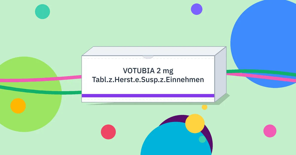 Symbolbild: Packung mit der Aufschrift VOTUBIA 2 mg Tabl.z.Herst.e.Susp.z.Einnehmen (PZN 19294642) – Verfügbarkeit und Bezug in Apotheken in Frankfurt am Main