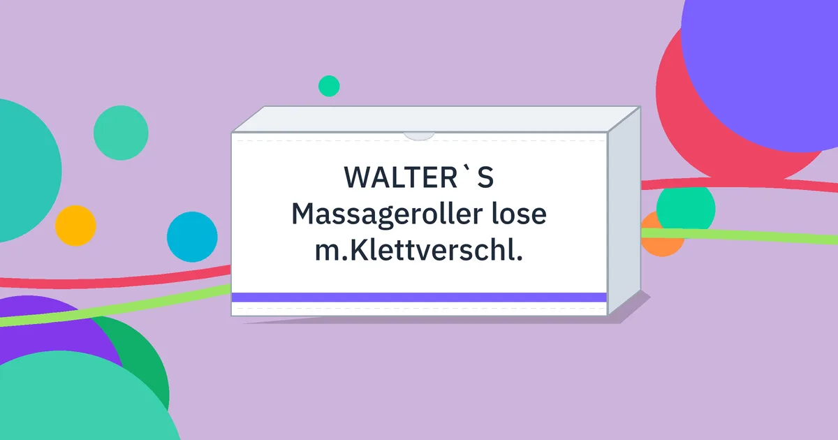 Symbolbild: Packung mit der Aufschrift WALTER`S Massageroller lose m.Klettverschl. (PZN 01839561) – Verfügbarkeit und Bezug in Apotheken in Frankfurt am Main