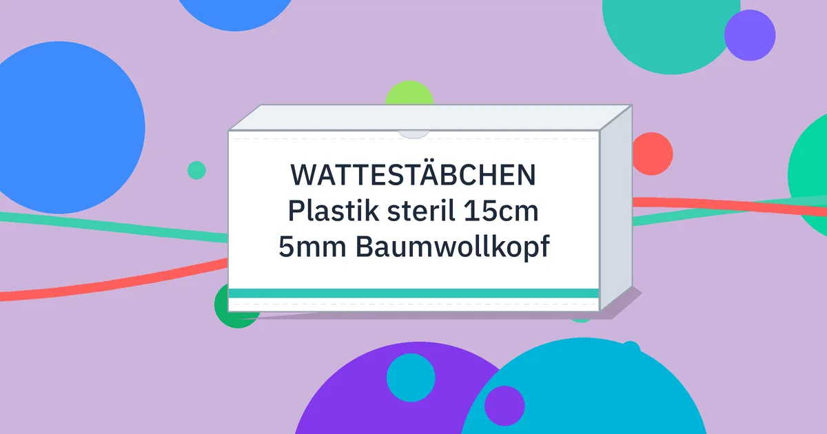 Symbolbild: Packung mit der Aufschrift WATTESTÄBCHEN Plastik steril 15cm 5mm Baumwollkopf (PZN 18604922) – Verfügbarkeit und Bezug in Apotheken in Frankfurt am Main