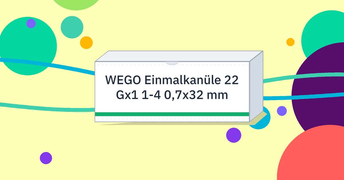 Symbolbild: Packung mit der Aufschrift WEGO Einmalkanüle 22 Gx1 1-4 0,7x32 mm (PZN 18859639) – Verfügbarkeit und Bezug in Apotheken in Frankfurt am Main