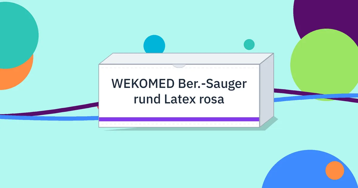 Symbolbild: Packung mit der Aufschrift WEKOMED Ber.-Sauger rund Latex rosa (PZN 03322388) – Verfügbarkeit und Bezug in Apotheken in Frankfurt am Main