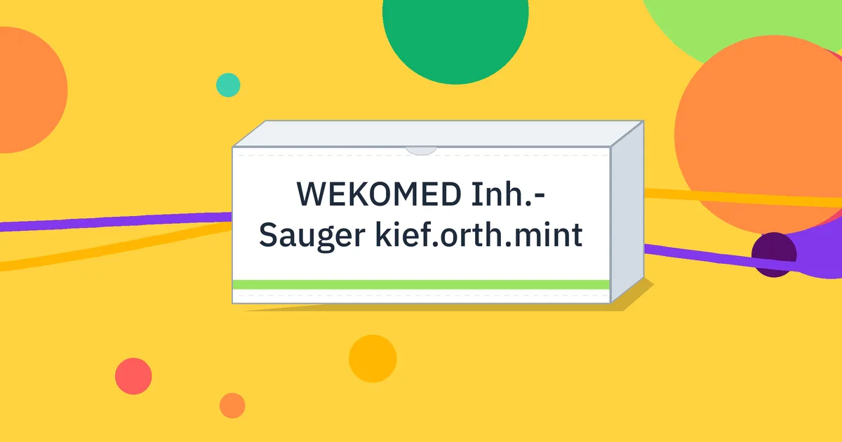 Symbolbild: Packung mit der Aufschrift WEKOMED Inh.-Sauger kief.orth.mint (PZN 03823995) – Verfügbarkeit und Bezug in Apotheken in Frankfurt am Main
