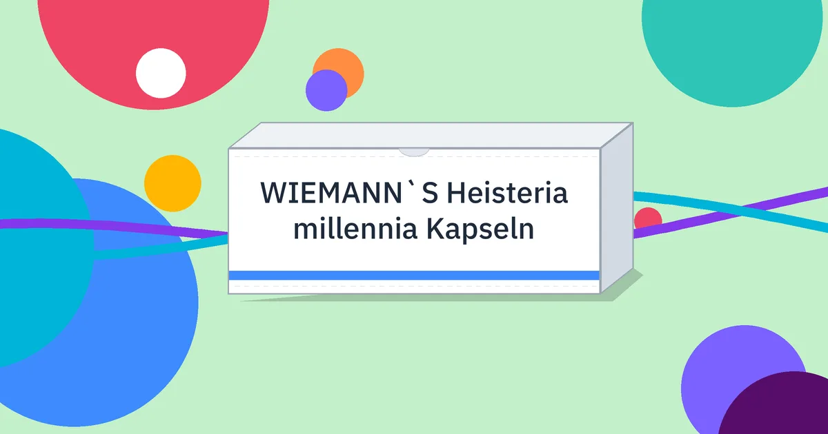Symbolbild: Packung mit der Aufschrift WIEMANN`S Heisteria millennia Kapseln (PZN 07625447) – Verfügbarkeit und Bezug in Apotheken in Frankfurt am Main