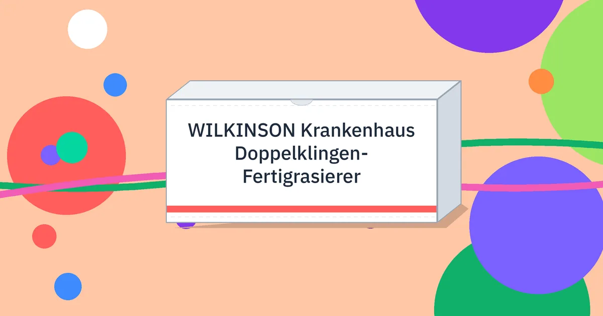 Symbolbild: Packung mit der Aufschrift WILKINSON Krankenhaus Doppelklingen-Fertigrasierer (PZN 01329340) – Verfügbarkeit und Bezug in Apotheken in Frankfurt am Main