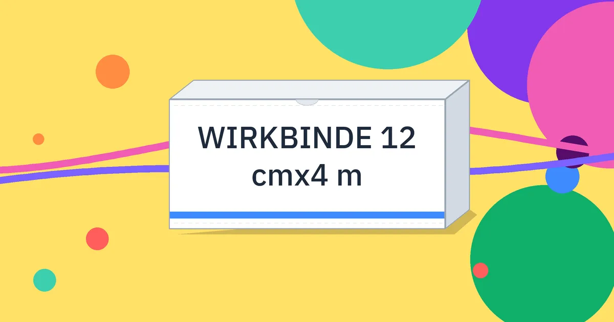 Symbolbild: Packung mit der Aufschrift WIRKBINDE 12 cmx4 m (PZN 04493666) – Verfügbarkeit und Bezug in Apotheken in Frankfurt am Main