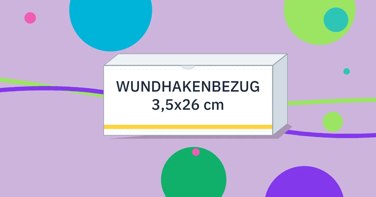 Symbolbild: Packung mit der Aufschrift WUNDHAKENBEZUG 3,5x26 cm (PZN 06058041) – Verfügbarkeit und Bezug in Apotheken in Frankfurt am Main