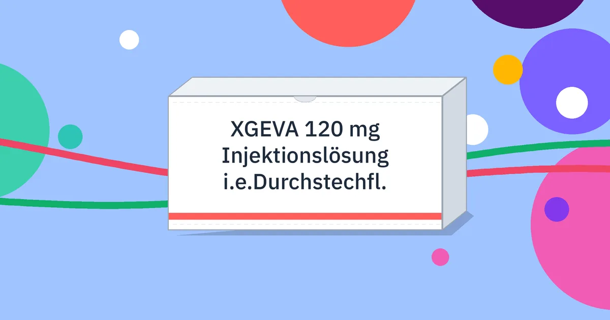 Symbolbild: Packung mit der Aufschrift XGEVA 120 mg Injektionslösung i.e.Durchstechfl. (PZN 11724959) – Verfügbarkeit und Bezug in Apotheken in Frankfurt am Main