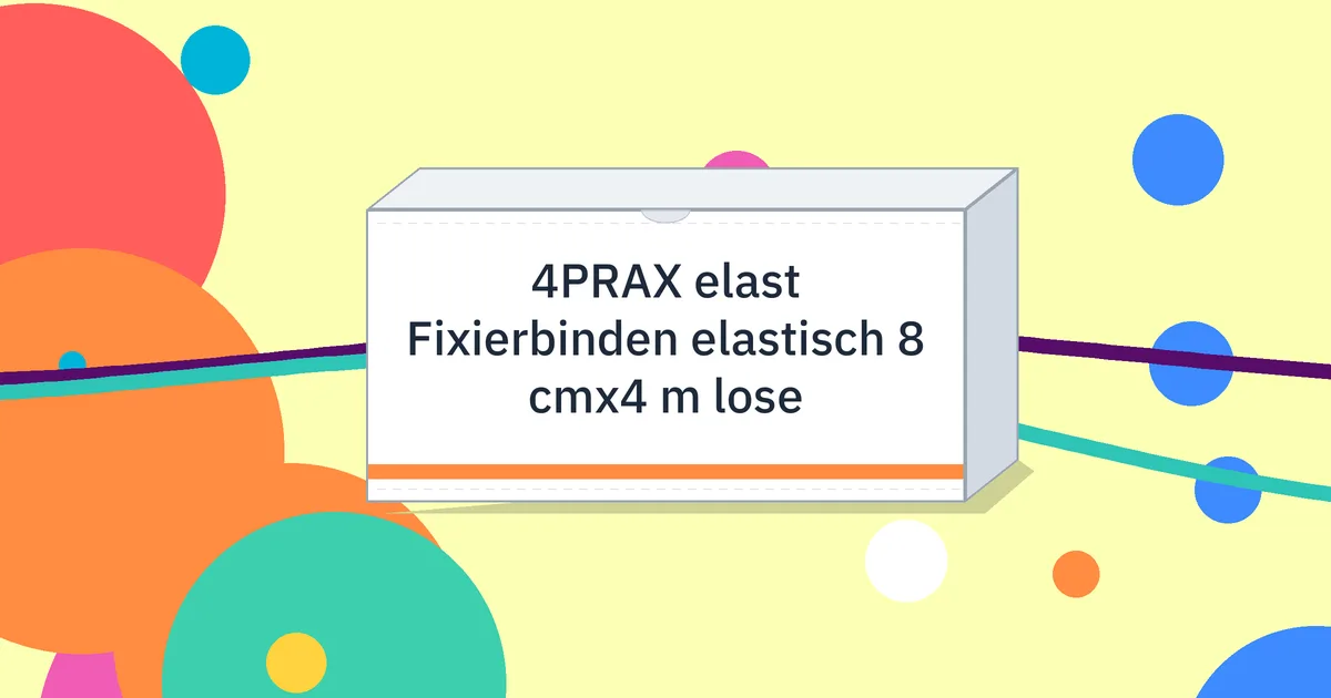 Symbolbild: Packung mit der Aufschrift 4PRAX elast Fixierbinden elastisch 8 cmx4 m lose (PZN 20230015) – Verfügbarkeit und Bezug in Apotheken in Frankfurt am Main