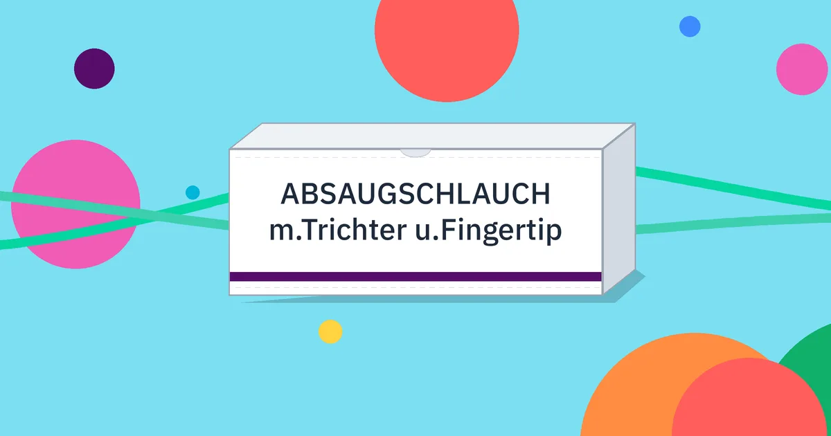 Symbolbild: Packung mit der Aufschrift ABSAUGSCHLAUCH m.Trichter u.Fingertip (PZN 20691673) – Verfügbarkeit und Bezug in Apotheken in Frankfurt am Main