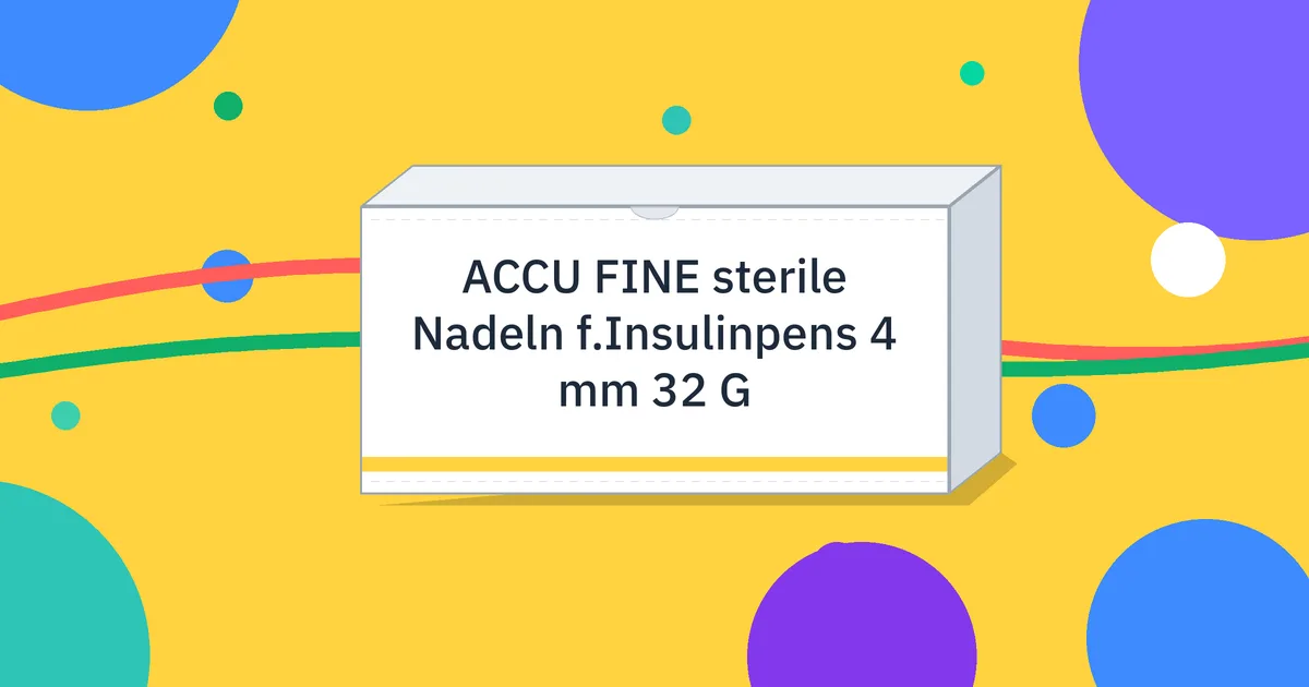 Symbolbild: Packung mit der Aufschrift ACCU FINE sterile Nadeln f.Insulinpens 4 mm 32 G (PZN 14357964) – Verfügbarkeit und Bezug in Apotheken in Frankfurt am Main