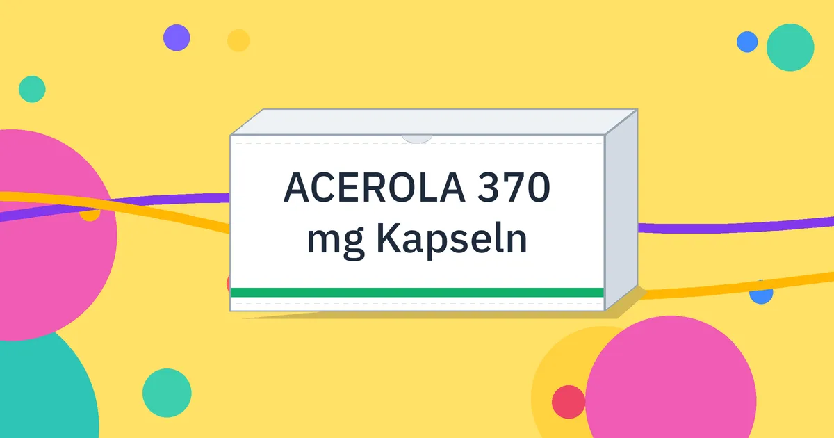 Symbolbild: Packung mit der Aufschrift ACEROLA 370 mg Kapseln (PZN 09463397) – Verfügbarkeit und Bezug in Apotheken in Frankfurt am Main